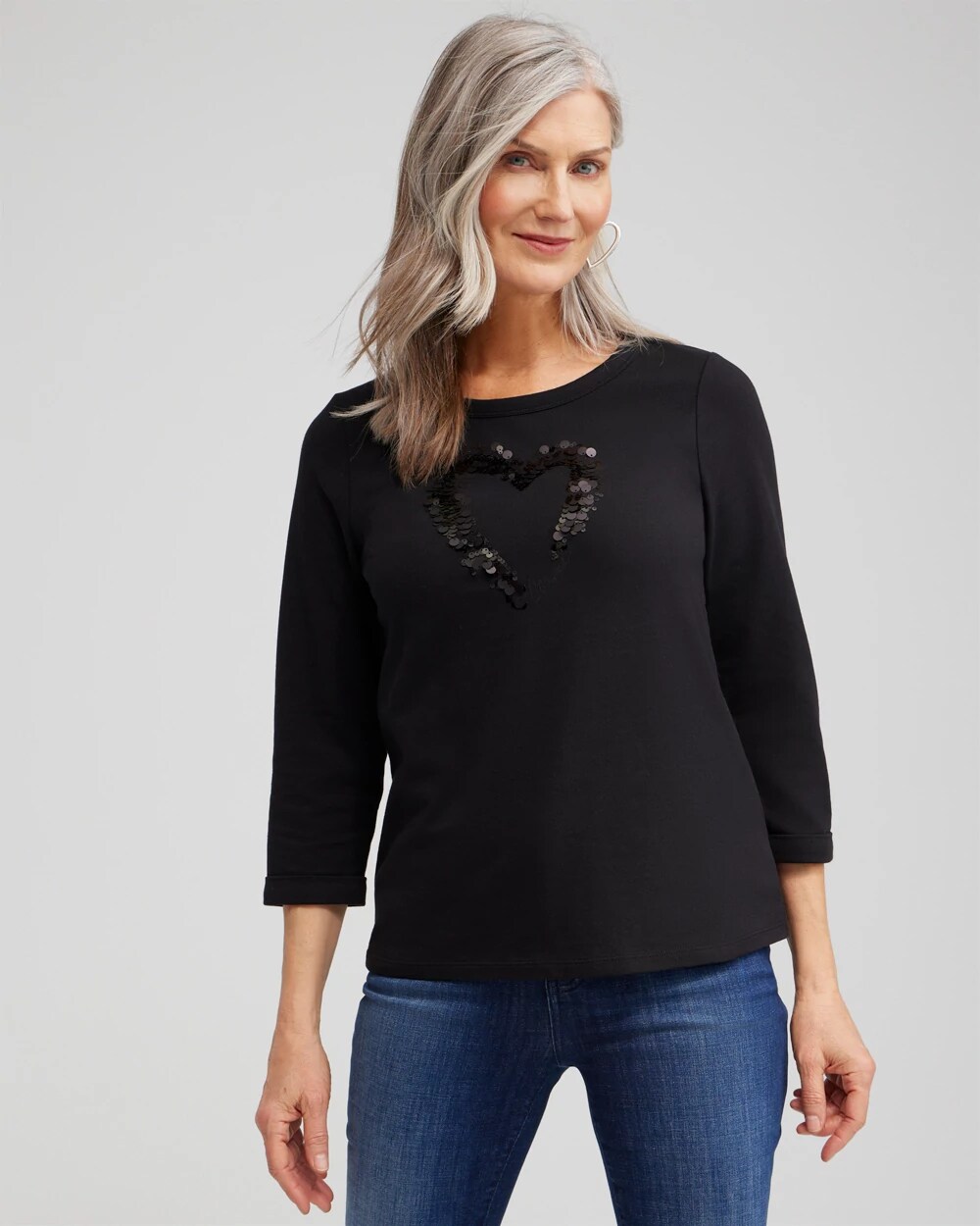 Sequins Heart Valentine's Tee | Chico's Sequins Heart Valentine's Tee | Chico's